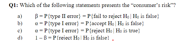 Solved Q1: Which of the following statements presents the | Chegg.com