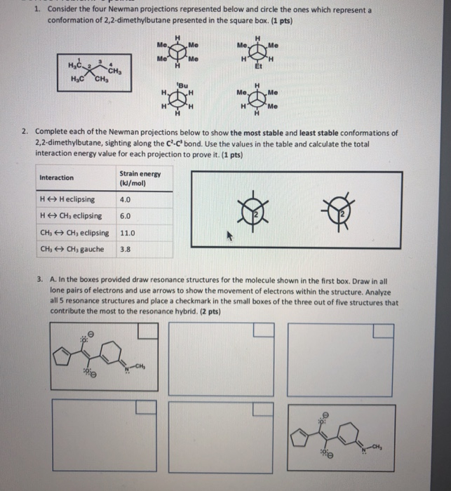 Solved 1. Consider the four Newman projections represented | Chegg.com