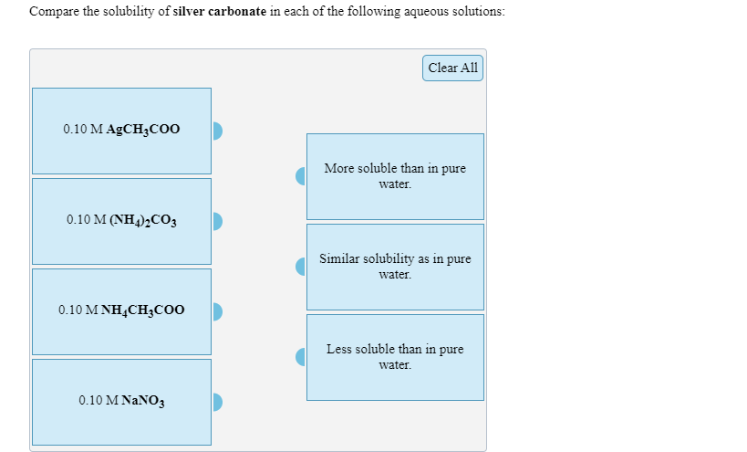 Solved Compare the solubility of silver chromate in each of | Chegg.com