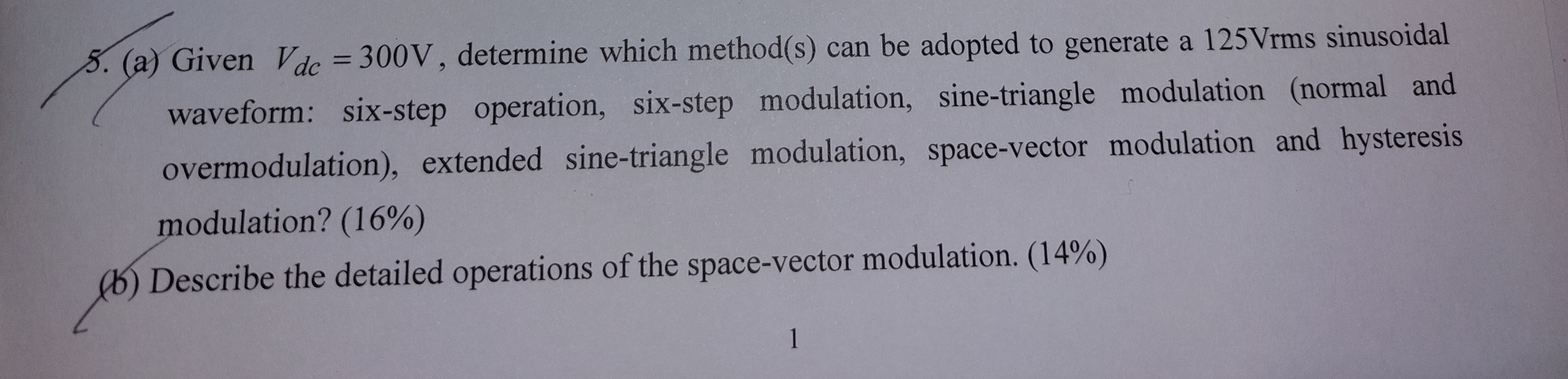 Solved (a) ﻿Given Vdc=300V, ﻿determine which method(s) ﻿can | Chegg.com