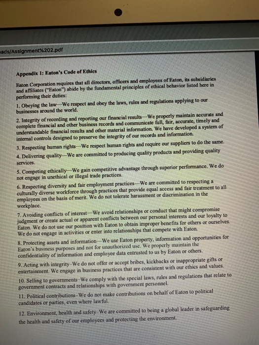 Solved ads/Assignment%202.pdf The Ethics Program at Eaton | Chegg.com