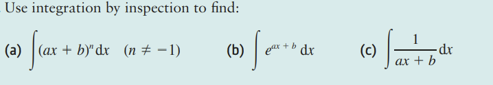 Solved Use integration by inspection to find: 1 (a) (ax + | Chegg.com