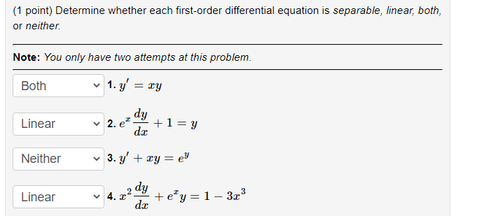 Solved Determine whether each first-order differential | Chegg.com