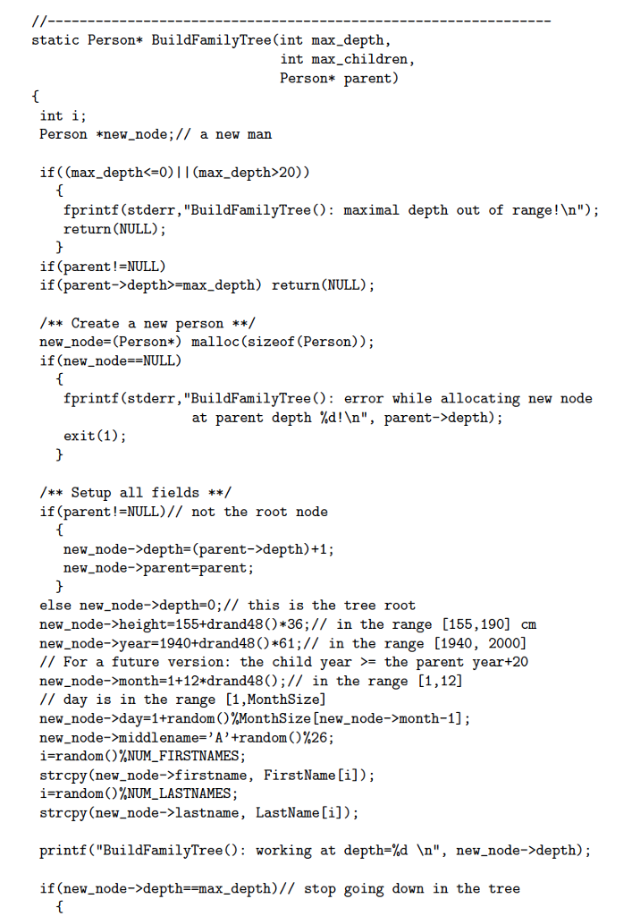 Solved Part III - Family Trees (Genealogy) (30 points) Tree | Chegg.com