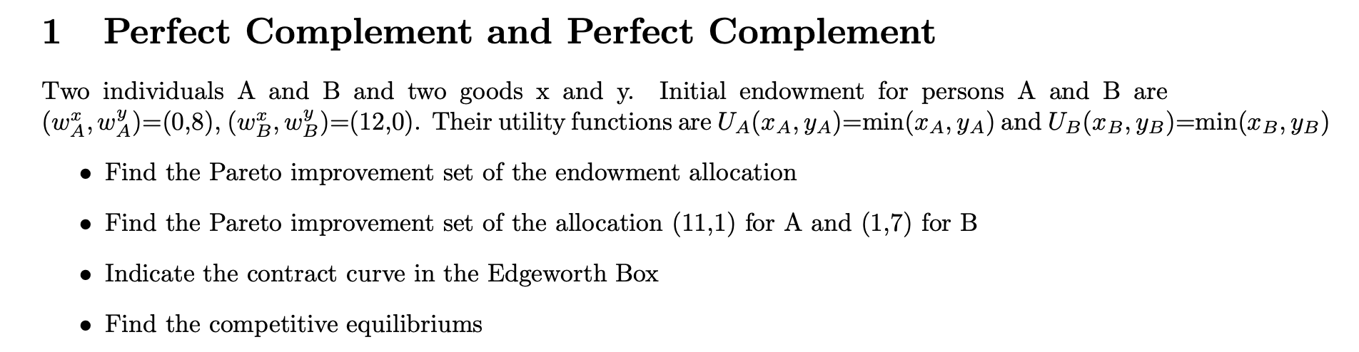 Solved 1 ﻿Perfect Complement and Perfect ComplementTwo | Chegg.com