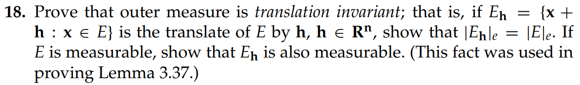 Solved 18. Prove that outer measure is translation | Chegg.com