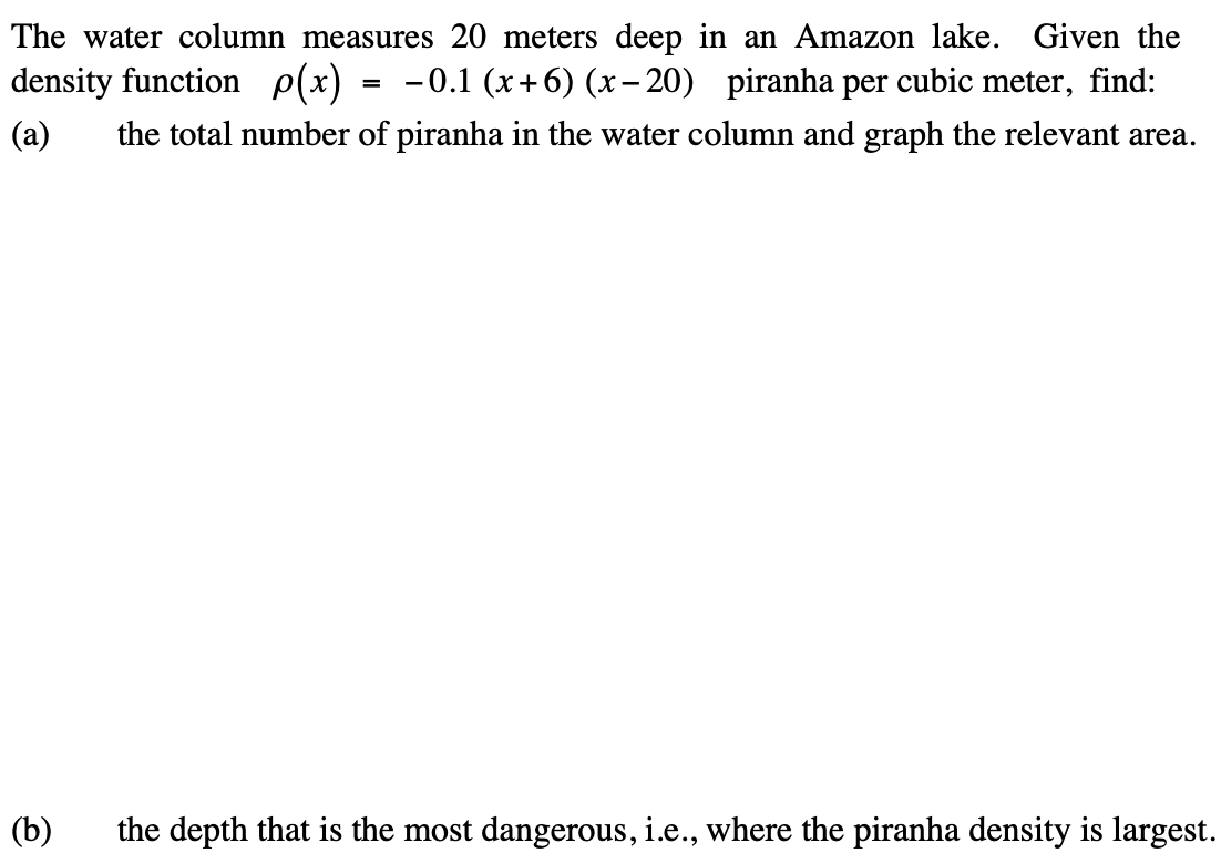 Solved The water column measures 20 meters deep in an Amazon | Chegg.com