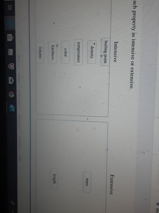 Solved each property as intensive or extensive. Intensive | Chegg.com