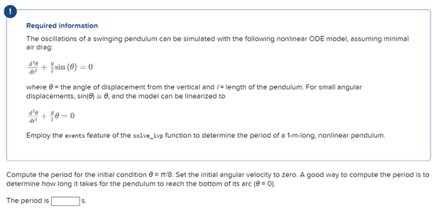 Solved Required information The oscillations of a swinging | Chegg.com