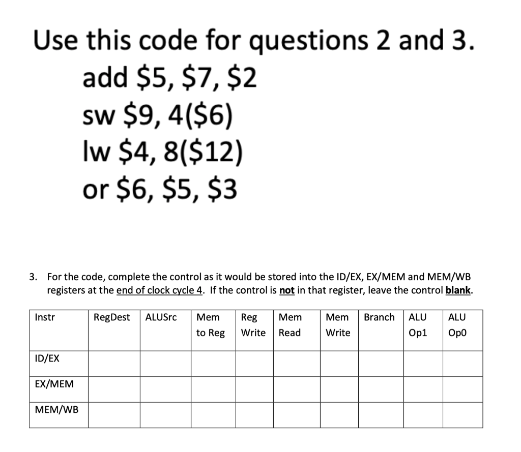 Solved Use this code for questions 2 and 3. add $5, $7, $2 | Chegg.com