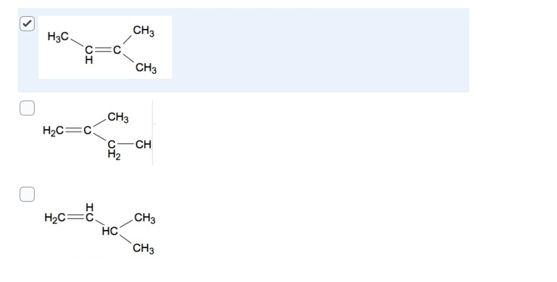 Solved > CH3 H3C. C: с. UI CH3 CH3 H2C=C C-CH H2 H H2C=C HC | Chegg.com