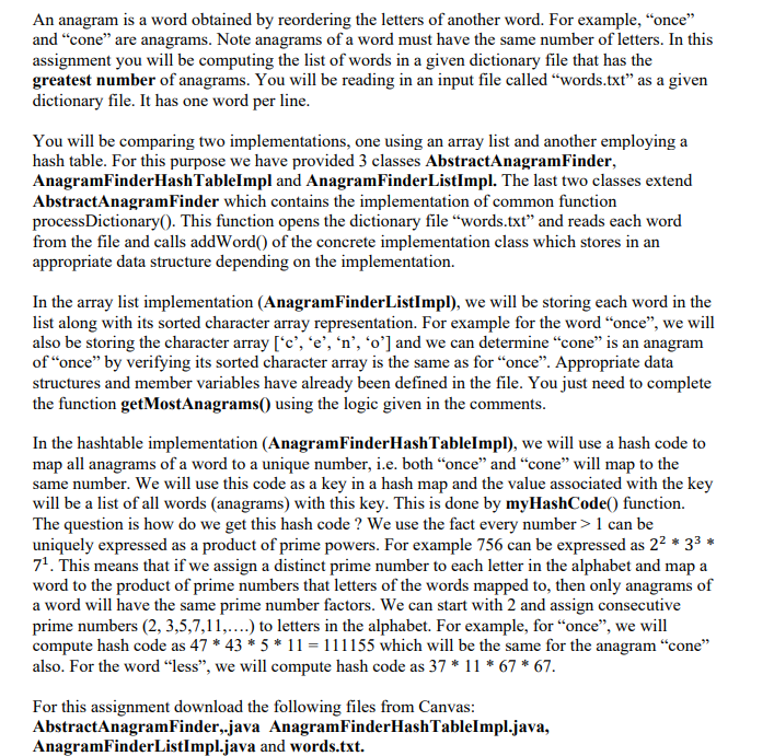 An anagram is a word obtained by reordering the | Chegg.com