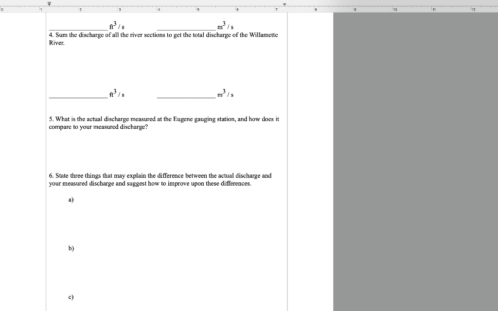 Solved 11 12 River discharge is a measure of the volume of | Chegg.com