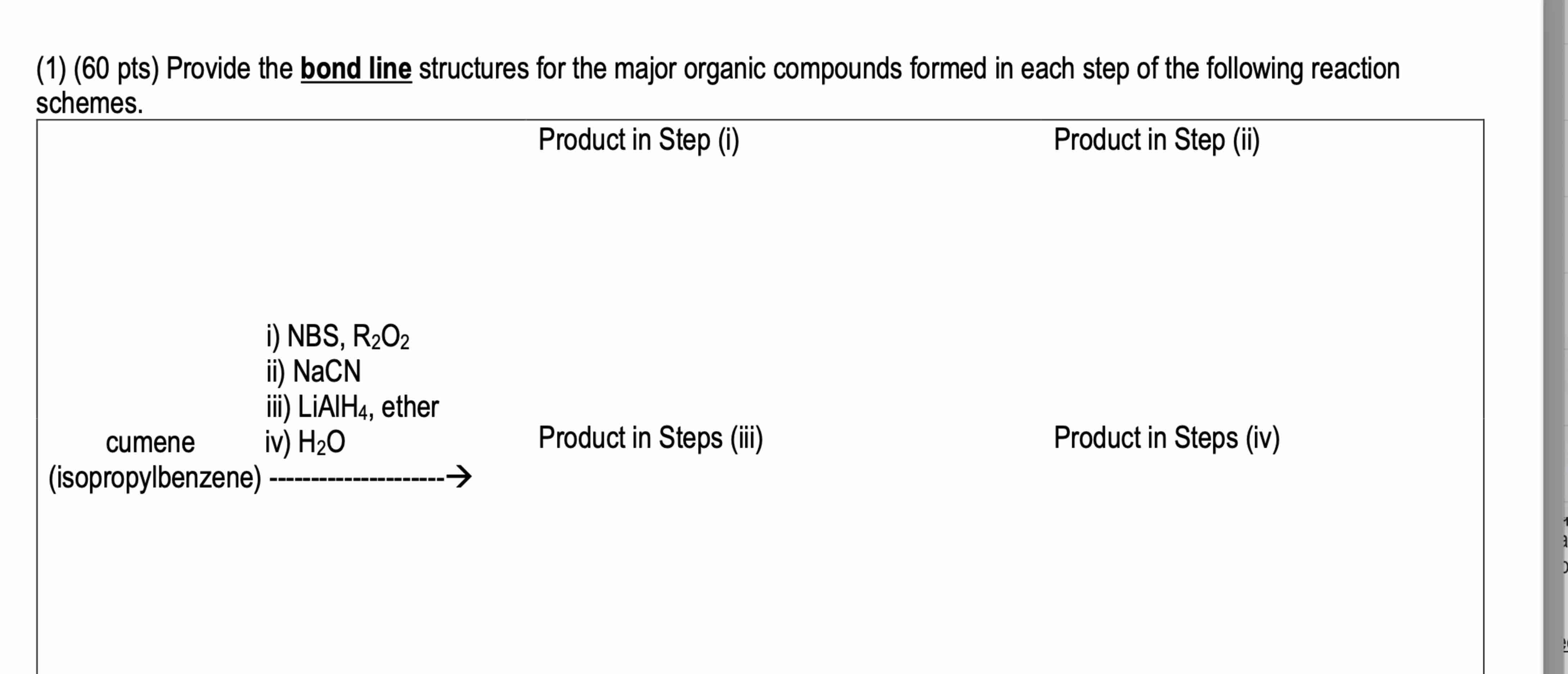 Solved (1) (60 ﻿pts) ﻿Provide the bond line structures for | Chegg.com