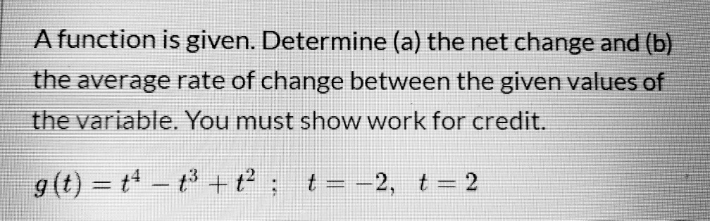 Solved A function is given. Determine (a) the net change and | Chegg.com