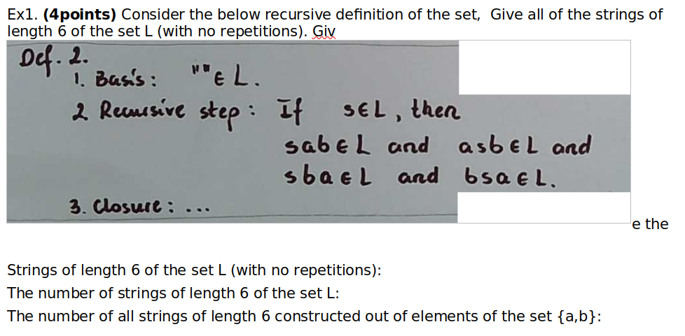 Solved Ex1. (4 points) Consider the below recursive | Chegg.com