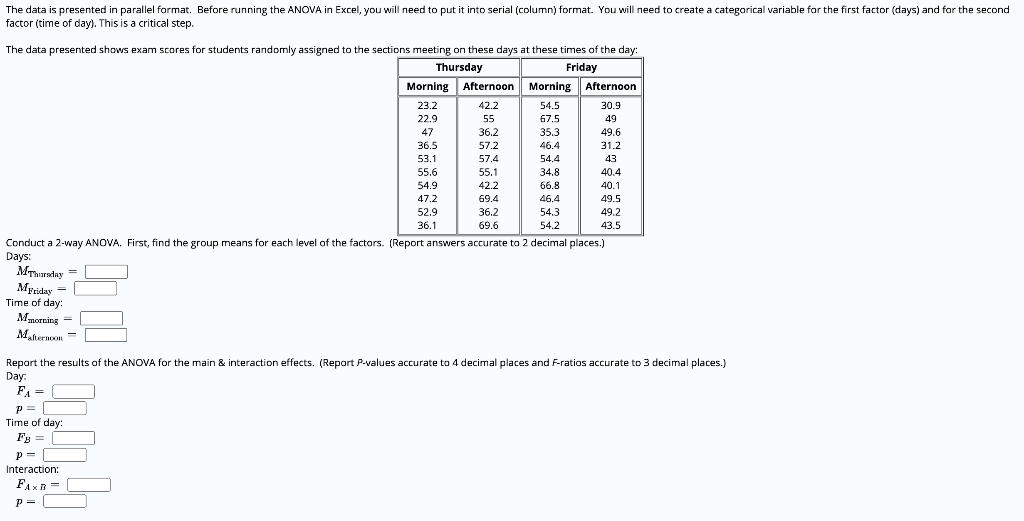 Solved The data is presented in parallel format. Before | Chegg.com