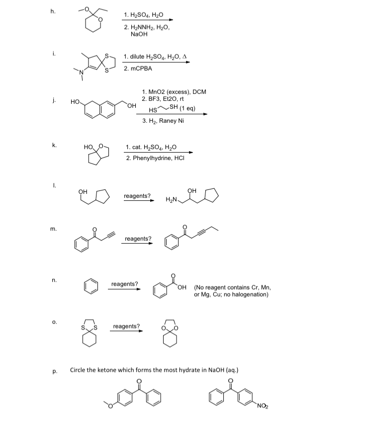 Solved 1. H2SO4, H20 2. H2NNH2, H2O, NaOH 1. dilute H2SO4, | Chegg.com