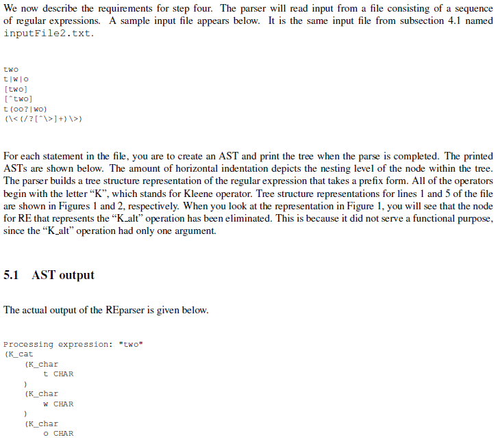 In Java: building a recursive descent parser the | Chegg.com