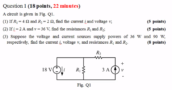 Solved Question 1 (18 points, 22 minutes) A circuit is given | Chegg.com