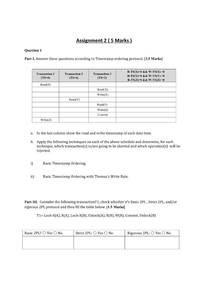 Solved Assignment 2 ( 5 Marks Question 1 Part 1. Answer | Chegg.com