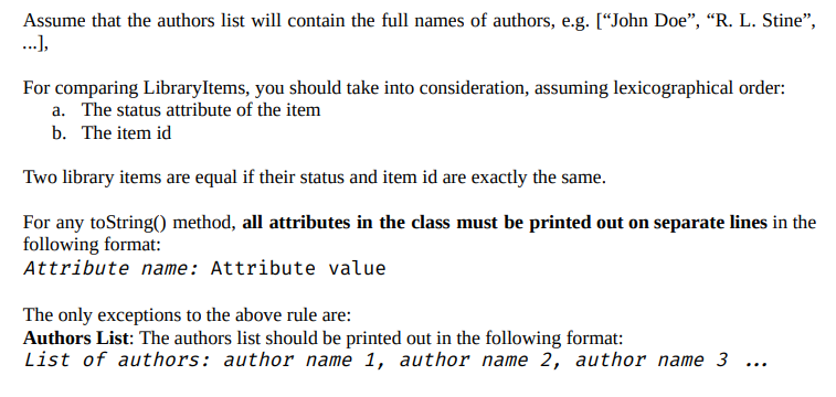Solved Libraryltem «enumeration> Status - itemld: String - | Chegg.com