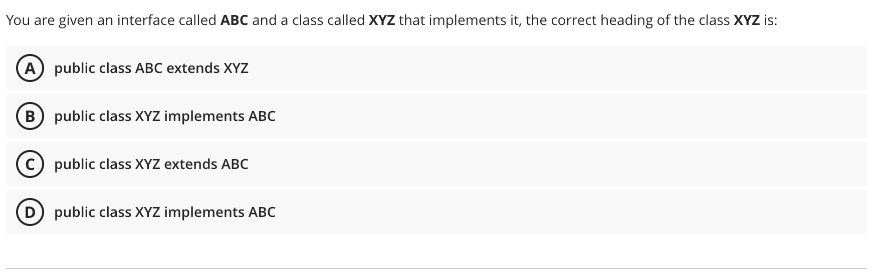 Solved You are given an interface called ABC and a class | Chegg.com