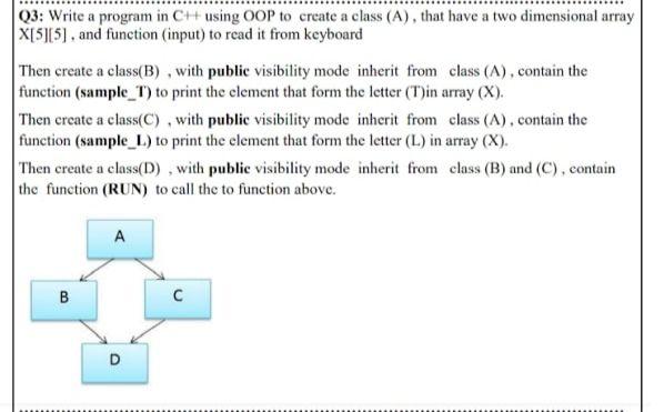 Solved Q3: Write a program in C++ using OOP to create a | Chegg.com