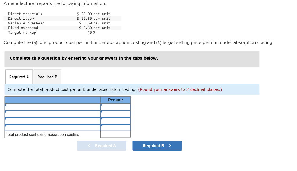Solved A manufacturer reports the following information: | Chegg.com