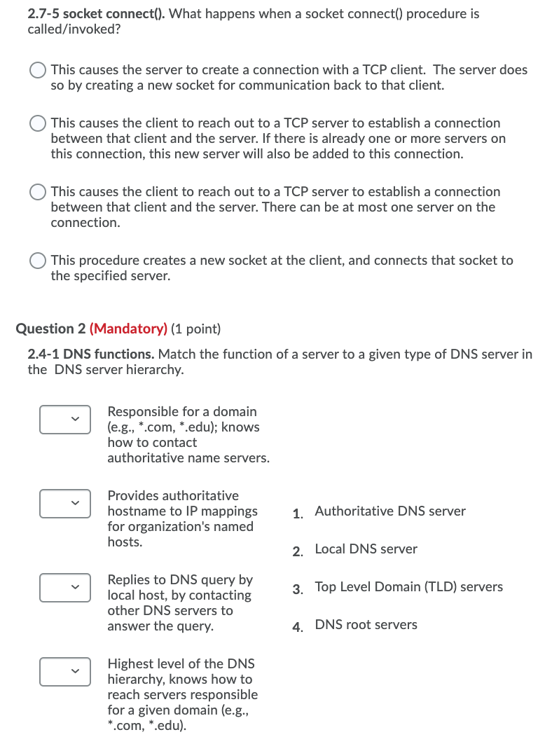 Solved 2.7-5 socket connect(). What happens when a socket | Chegg.com