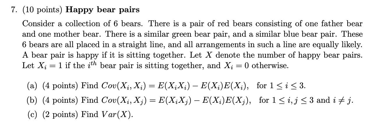 Solved (10 points) Happy bear pairs Consider a collection of | Chegg.com