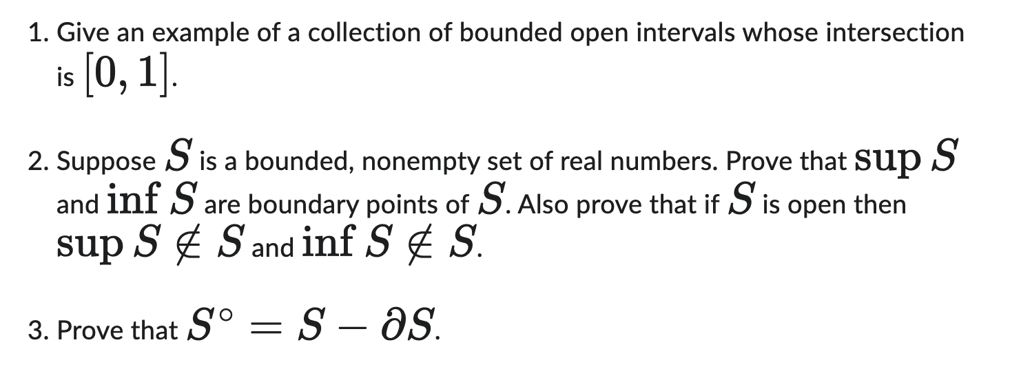 Solved Give an example of a collection of bounded open | Chegg.com