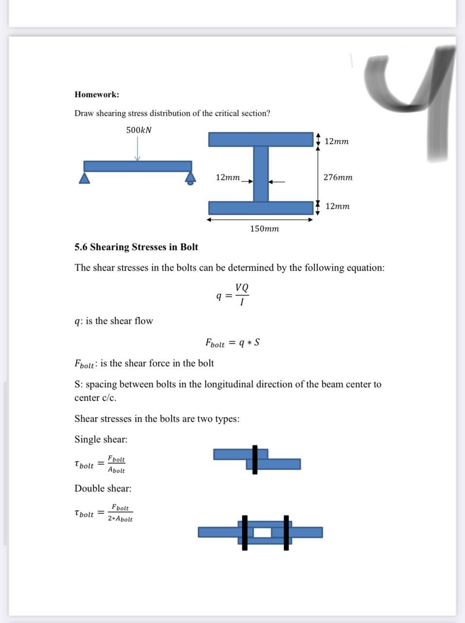 Homework: 4 Draw shearing stress distribution of the | Chegg.com