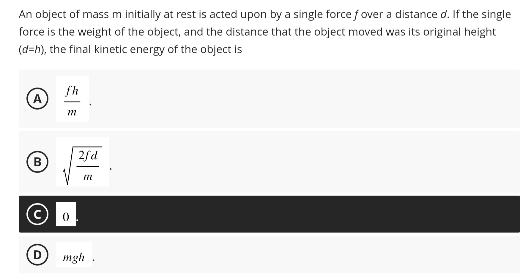 Solved An object of mass m initially at rest is acted upon | Chegg.com
