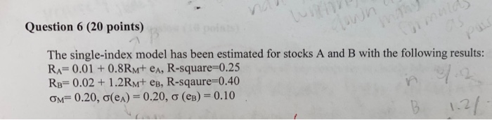 Solved Based on the single-index model, what are the total | Chegg.com