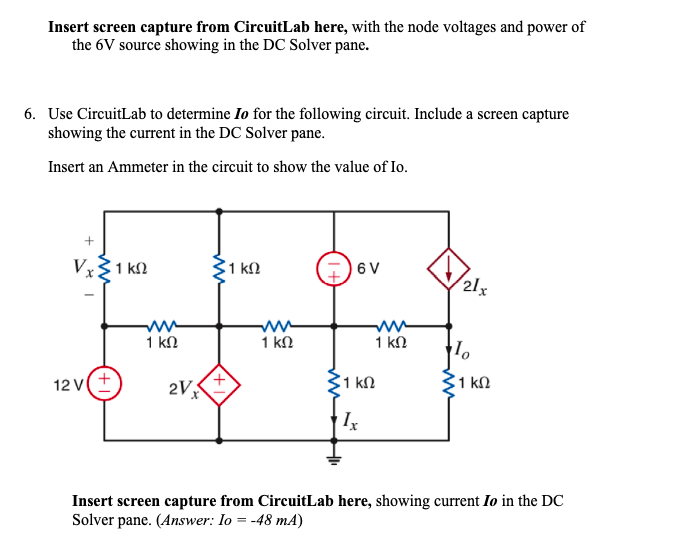 Solved 5. Use CircuitLab to find V0 and the power supplied | Chegg.com