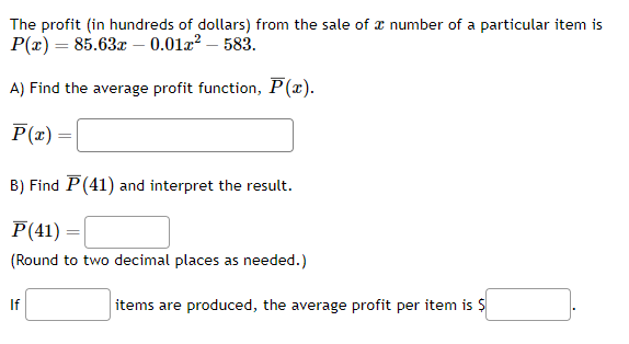 Solved The profit (in hundreds of dollars) from the sale of | Chegg.com