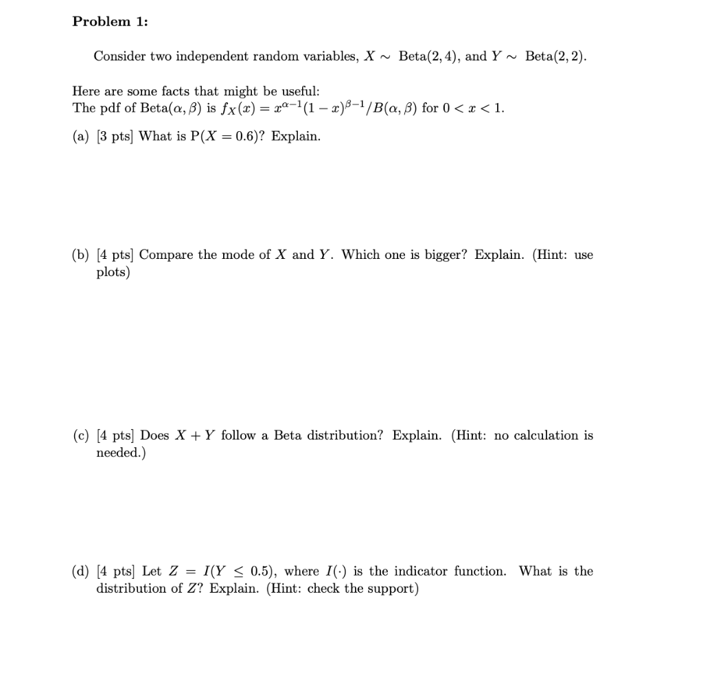 Solved Problem 1: Consider two independent random variables, | Chegg.com