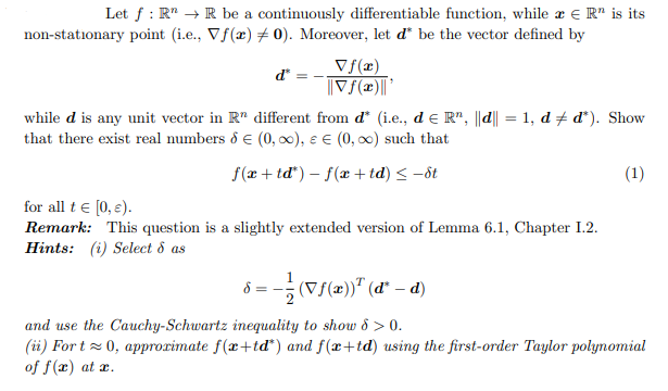 Solved Let f:R" + R be a continuously differentiable | Chegg.com