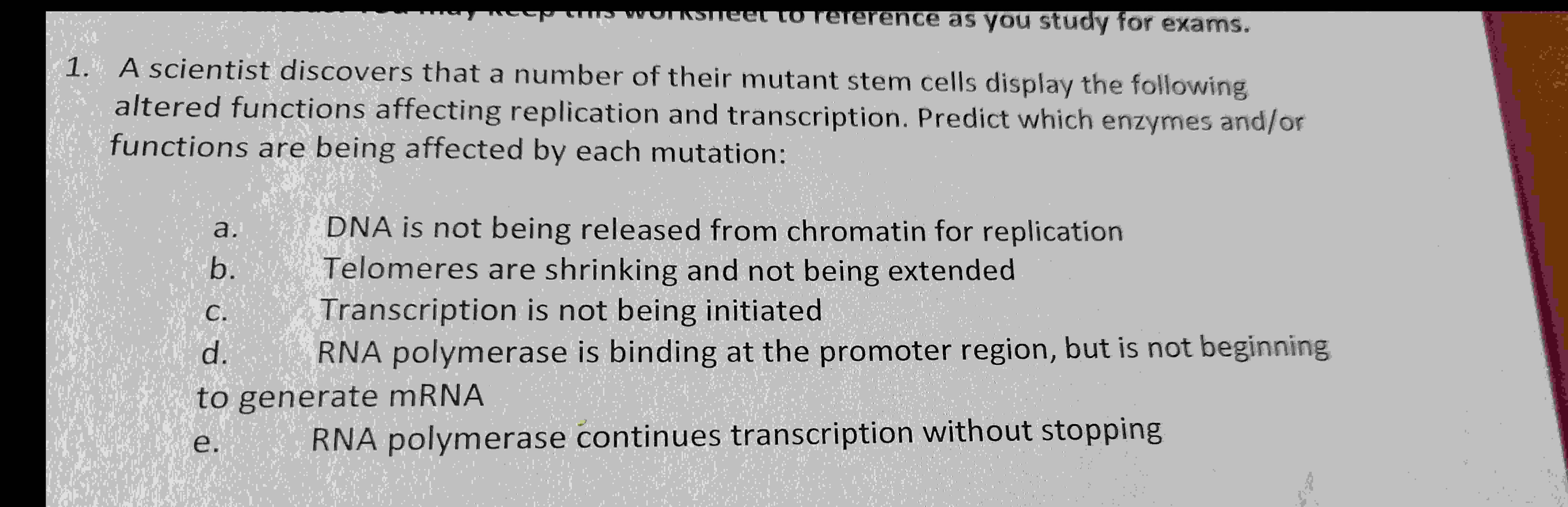 Solved A scientist discovers that a number of their mutant | Chegg.com
