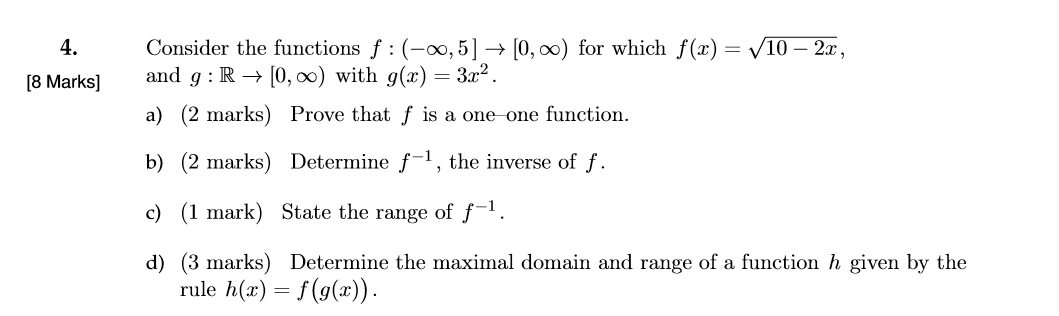 Solved Consider the functions f:(−∞,5]→[0,∞) for which | Chegg.com