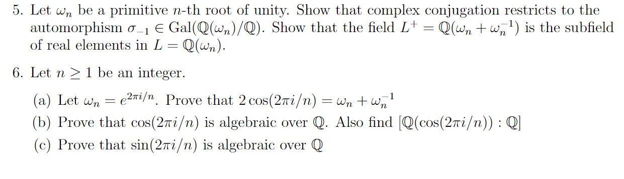 Solved 5. Let wn be a primitive n-th root of unity. Show | Chegg.com