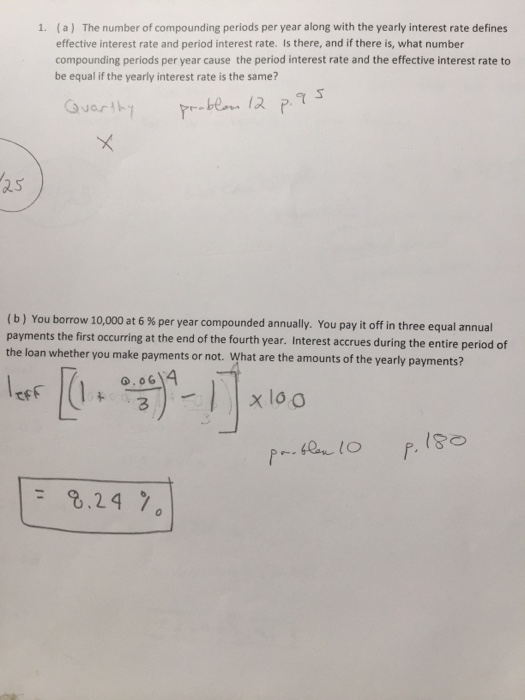 Solved (a) The number of compounding periods per year along | Chegg.com