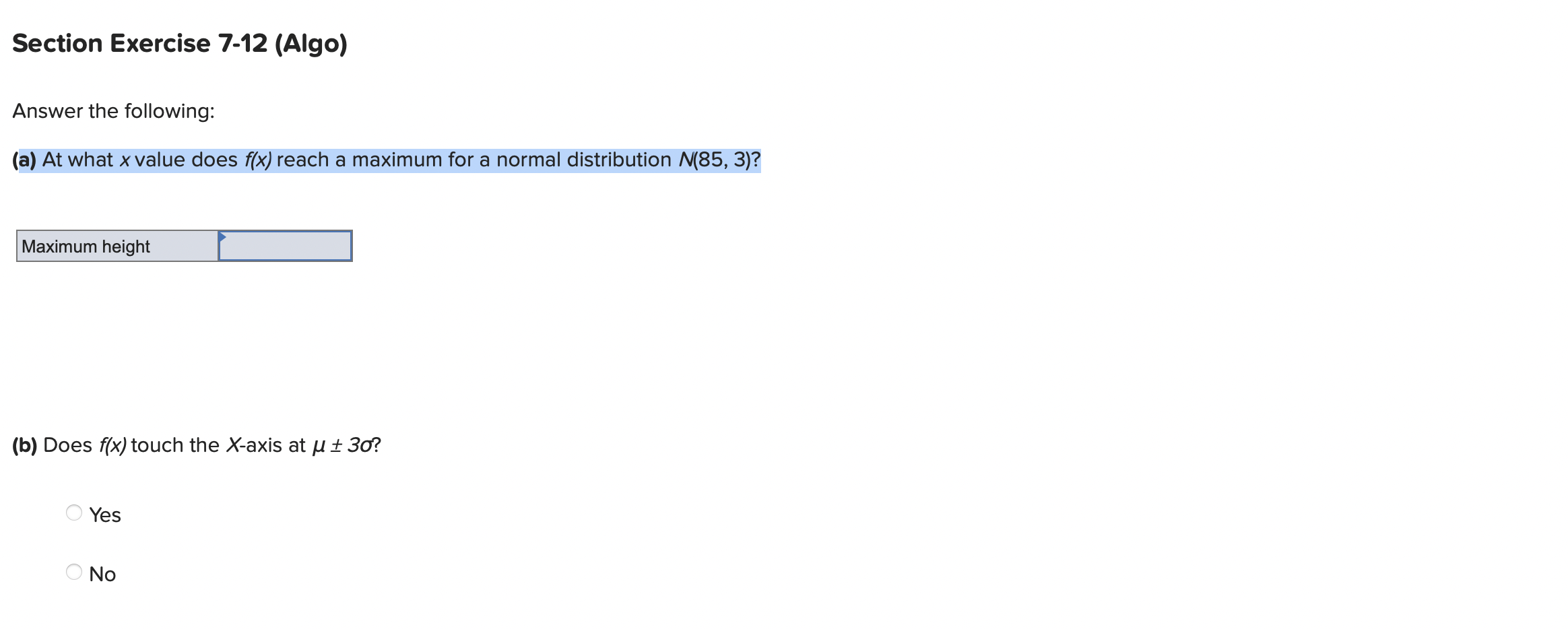 Solved Section Exercise 7-12 (Algo) Answer the following: | Chegg.com