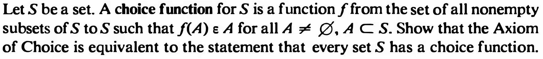 Solved Let S be a set. A choice function for S is a function | Chegg.com