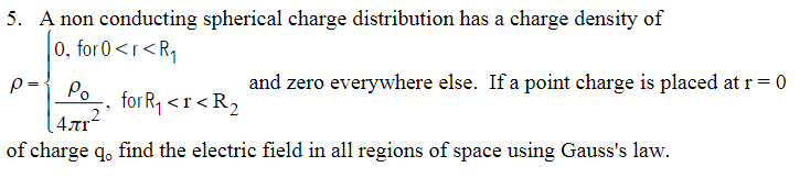 Solved 5. A non conducting spherical charge distribution has | Chegg.com