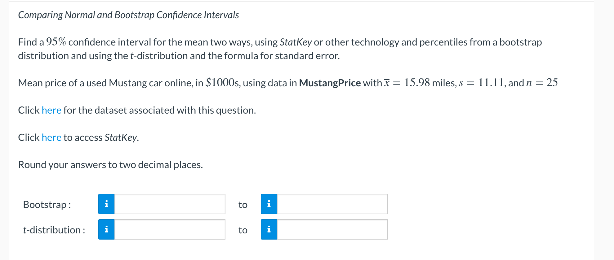 Solved Comparing Normal and Bootstrap Confidence Intervals | Chegg.com