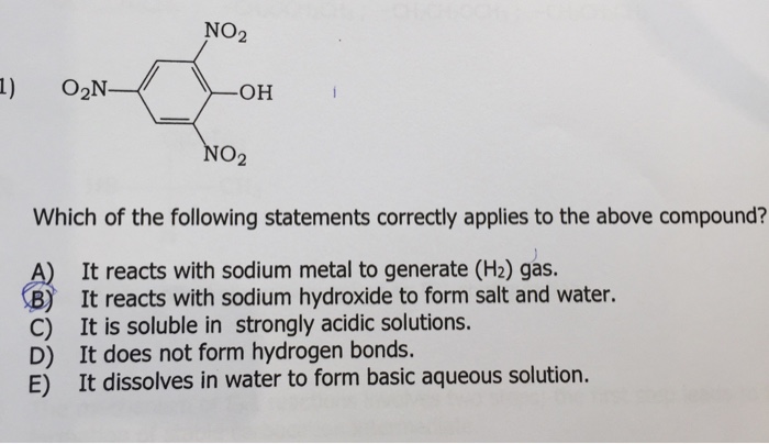 Solved NO2 1) O2N он 02 Which of the following statements | Chegg.com
