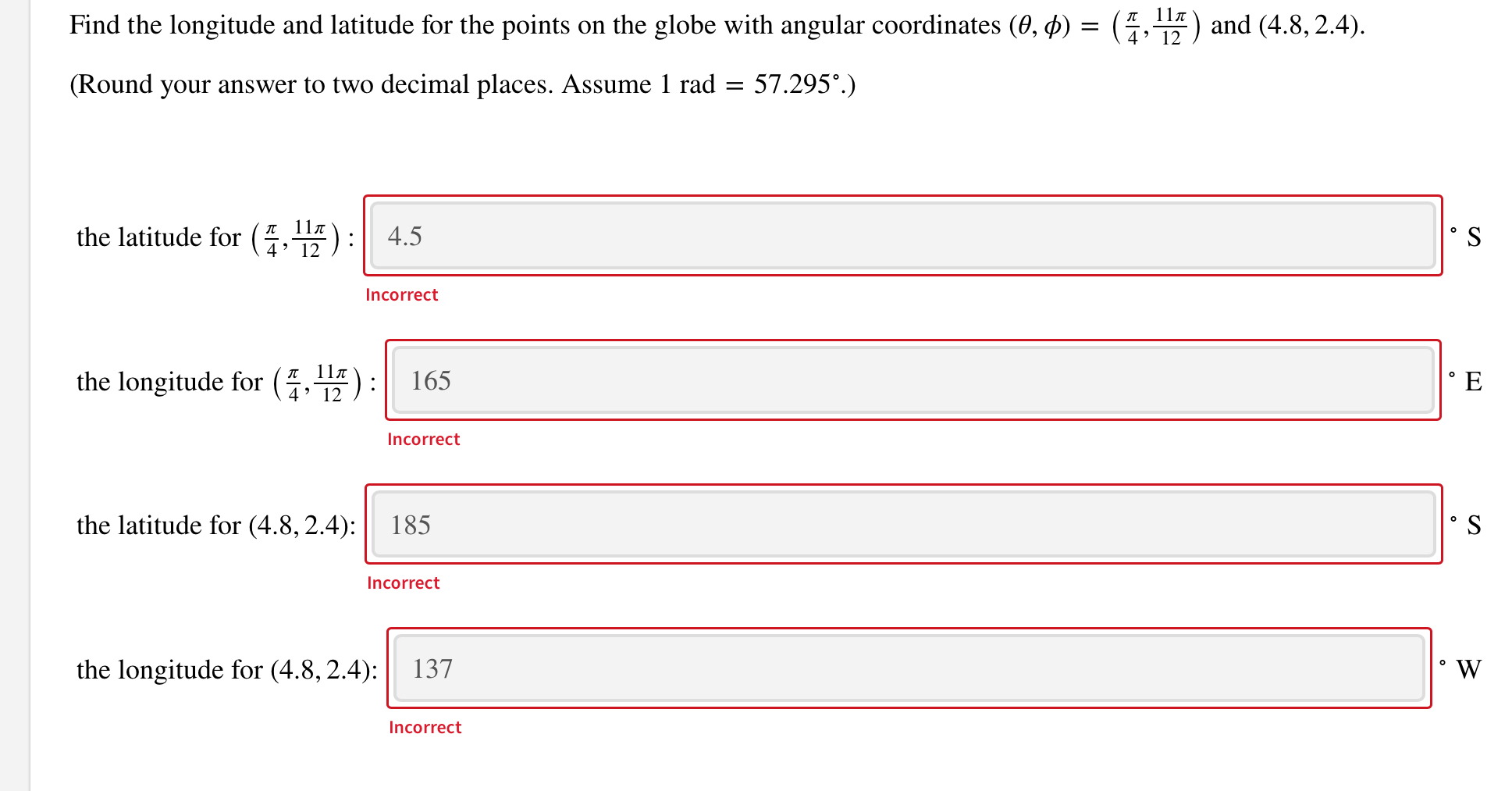Solved 1 111 Find the longitude and latitude for the points | Chegg.com