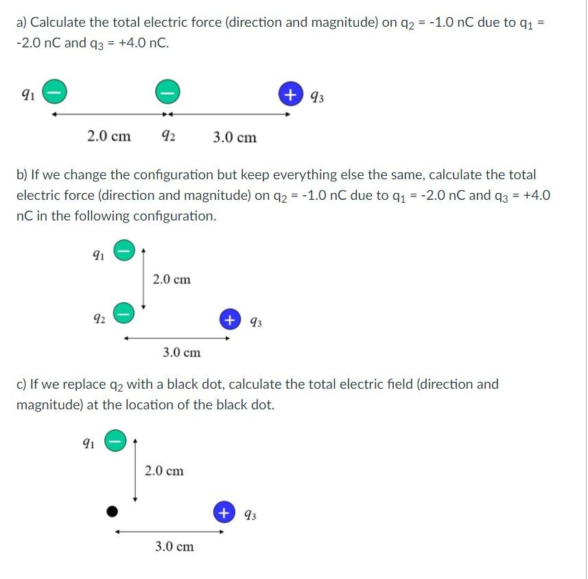 Solved a) Calculate the total electric force (direction and | Chegg.com